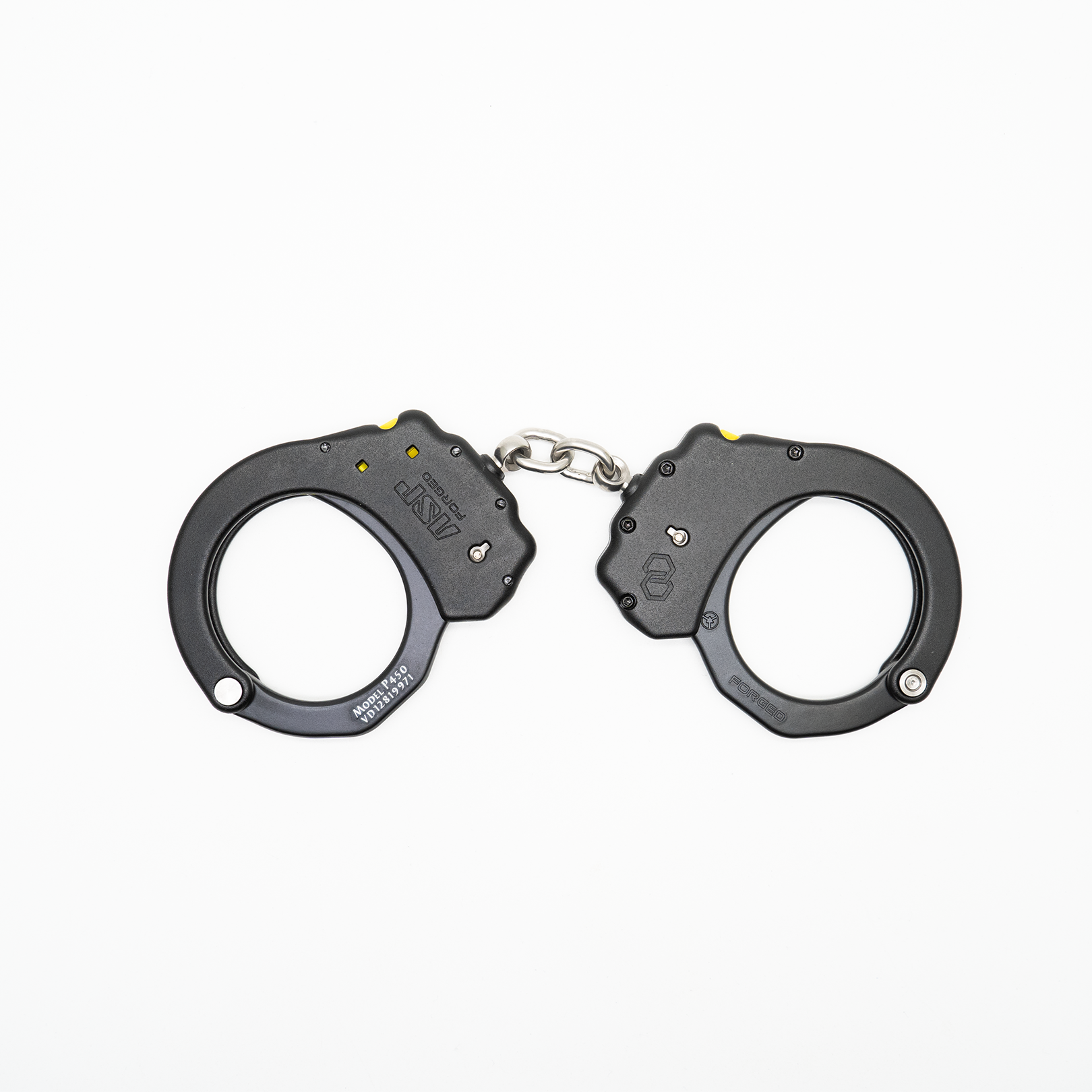 ASP - Chain Ultra PLUS Handcuffs(Aluminum)-Black,1 Pawl(Yellow Tactica